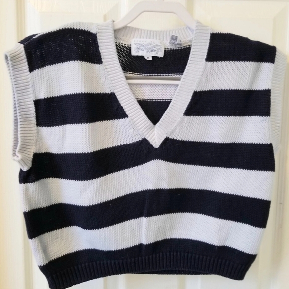 Perry Ellis | Sweaters | Vintage Perry Ellis Navy And Off White Striped ...